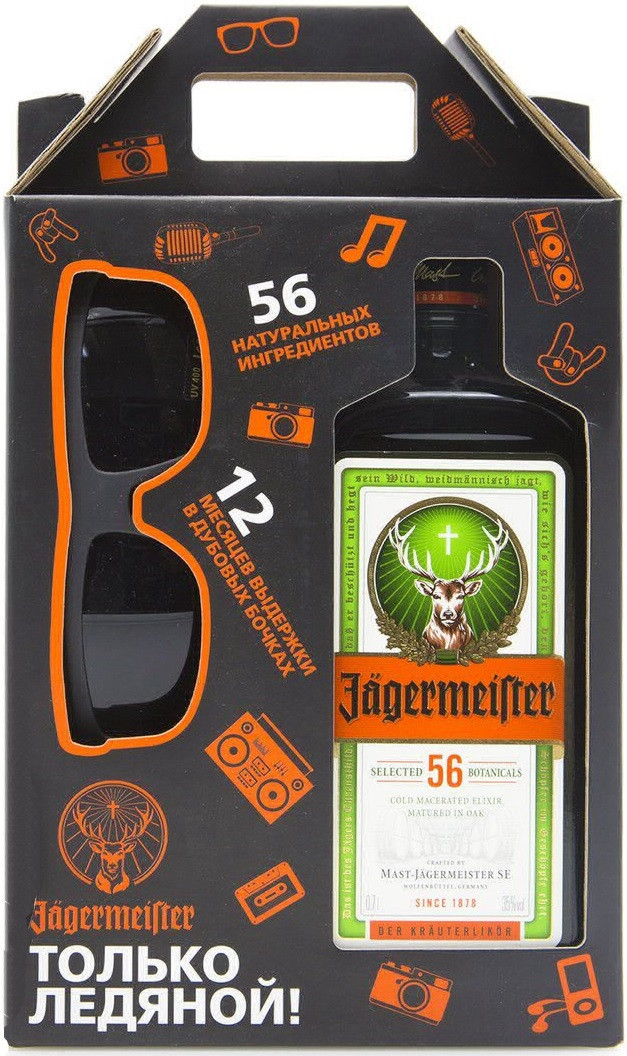 Ликер Jagermeister, with glasses in gift box, 0.7 л. купить ликер в ...