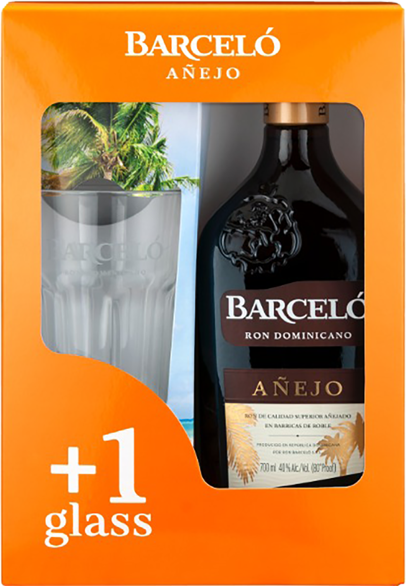 Ром Ron Barcelo, Anejo, with glass in gift box, 0.7 л. купить ром в ...