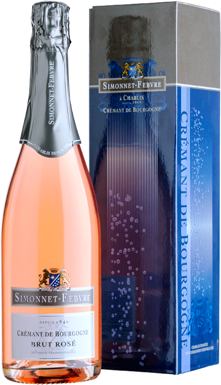 Игристое вино Simonnet-Febvre, Cremant de Bourgogne, Brut Rose, in gift ...